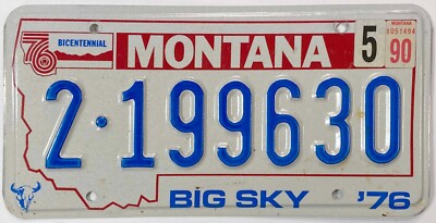 Montana 1976 1984 Bicentennial License Plate 2-199630 Cascade County | eBay