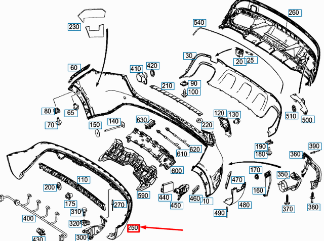 MERCEDES-BENZ GLA X156 Rear Bumper Bottom Trim A1568800240 GENUINE for ...
