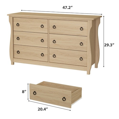 7 Drawers Dresser Wood Storage Chests with Curved Legs for Bedroom,3/6 ...