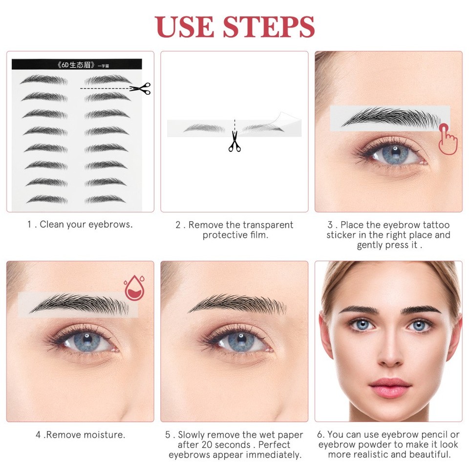 20 Pairs Simulated Eyebrow Patch Shape Stencil Sticker Stencils for ...