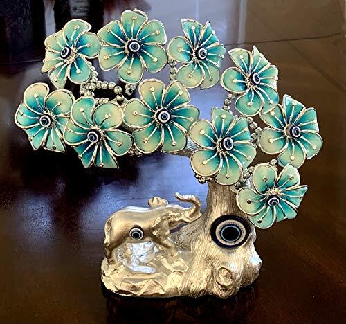 Blue Evil Eye Turkish Nazar Lucky Forutne Tree Bonsai with Elephant ...