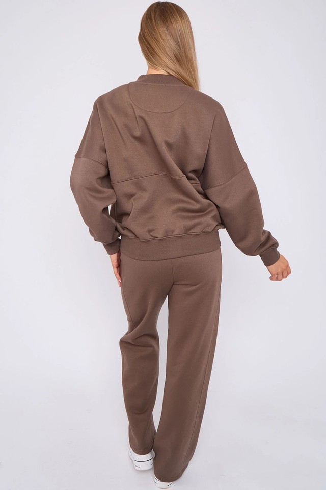 Women Bomber Oversize Baggy 2 Piece Lounge Wear Casual Set Ladies Suit ...
