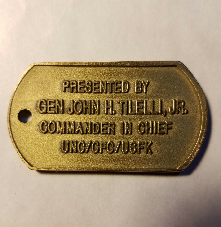 US Army General Tilelli Commander In Chief UNC CFC USFK Dog Tag ...