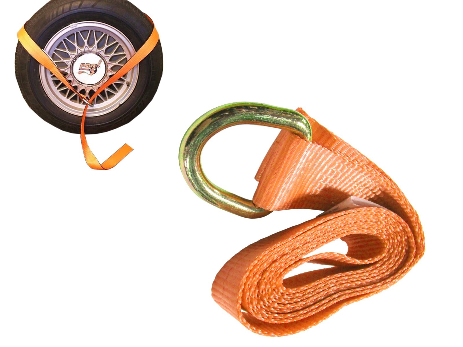 4 Pack 8' Orange Lasso Straps with D-Ring | 2" 6,000 lb Polyester | WLL ...