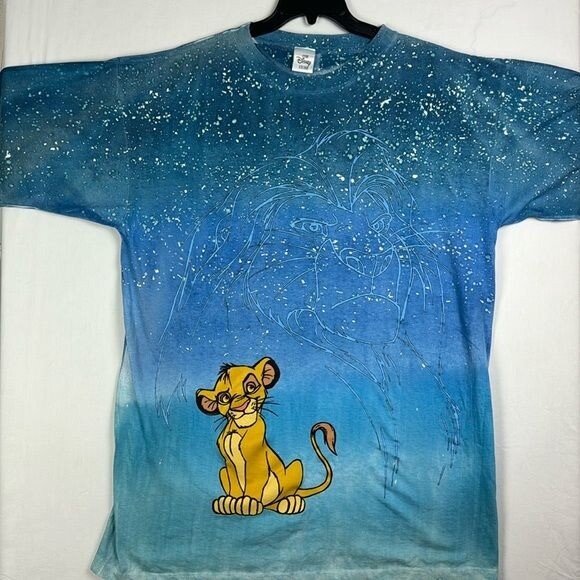 Vtg 90s Disney Store Lion King Simba Mufasa Blue T Sh… - Gem