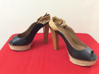 Basinger Womens Peep Toe Sling backs BlacK SANDALS Shoes SIZE EU 37 ...