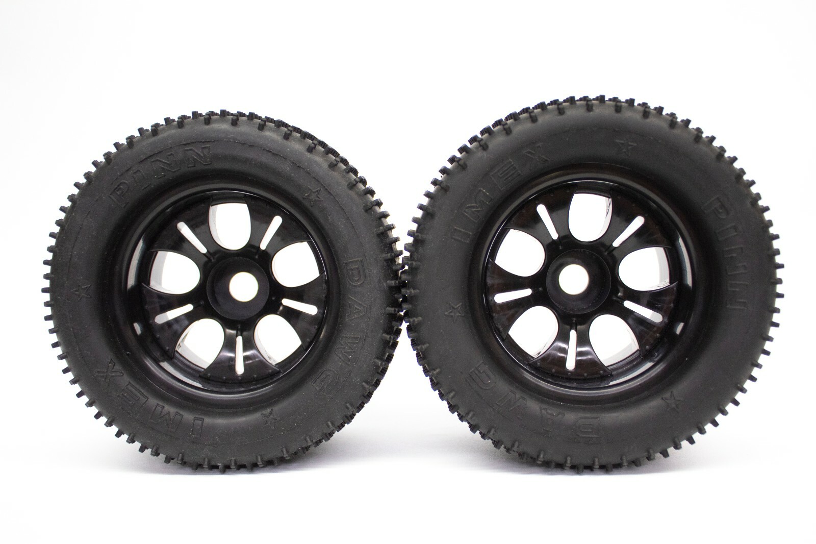 IMEX 3.2" Pinn Dawg Tires (Soft) & Falcon Black Rims (1 Pair) 17/14mm ...