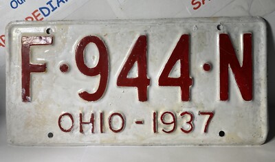 OHIO 1937 LICENSE PLATE. SOLD AS IS. RARE. USED. | eBay