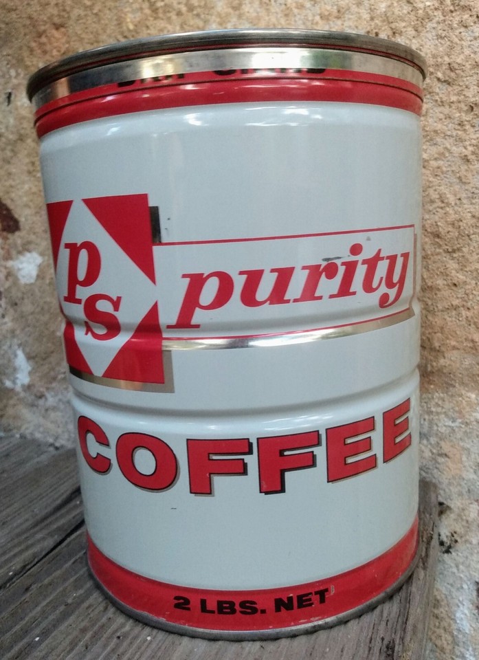 PS Purity Coffee 2 LB Key Wind Can Burlingame, Calif. Advertising Tin ...