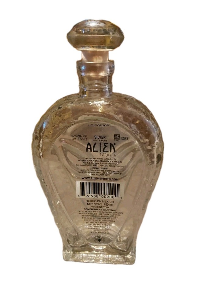 Alien Tequila Bottle Clear 750ml EMPTY Alien Spirits | eBay