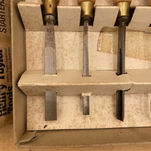 6 Piece Set of Vintage HENRY TAYLOR Acorn Wood Carving Chisel Tools ...