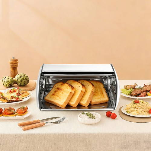 Stainless Steel Bread Box Silver Bread Bin Kitchen Counter Bread ...