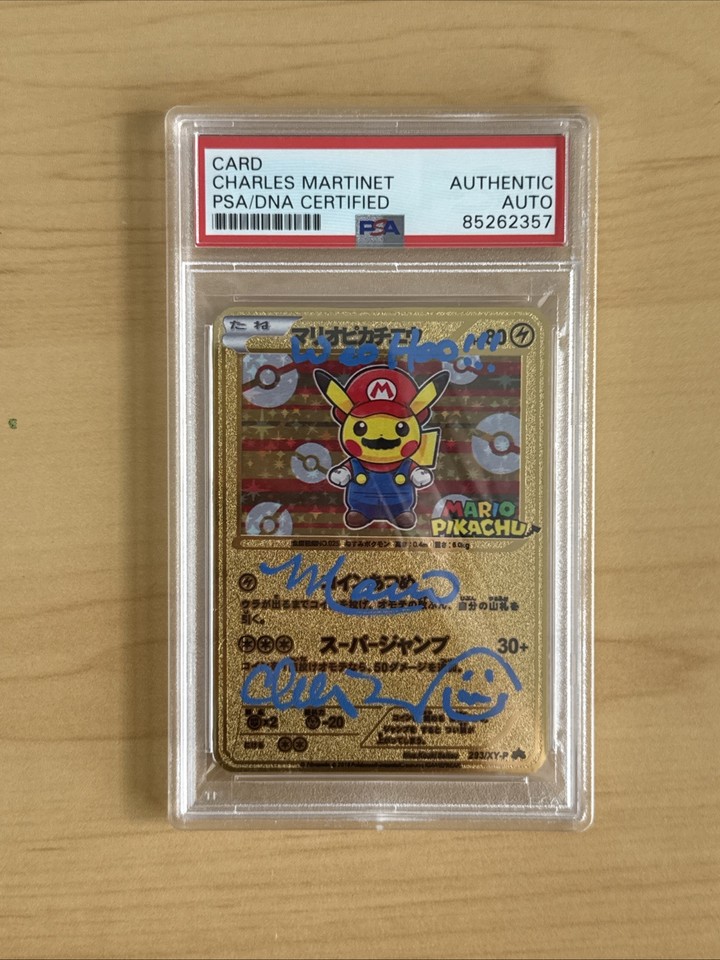 PSA Autograph Charles Martinet Signed Custom Metal Card Mario Pikachu ...