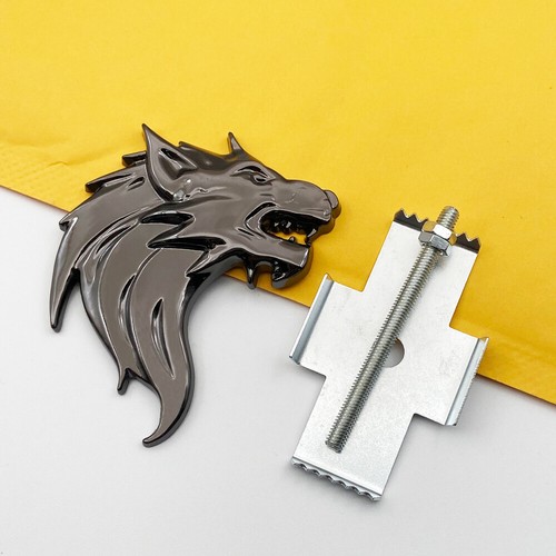 Glossy Black Metal Wolf Head Grille Emblem Sports Racing SUV Grill ...