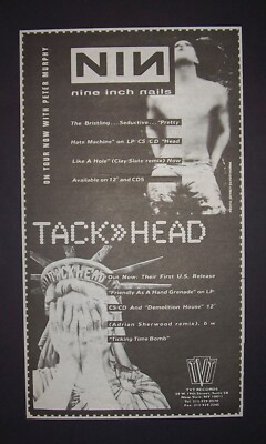Nine Inch Nails Pretty Hate Machine Tackhead (TVT) 1990 Small Poster ...