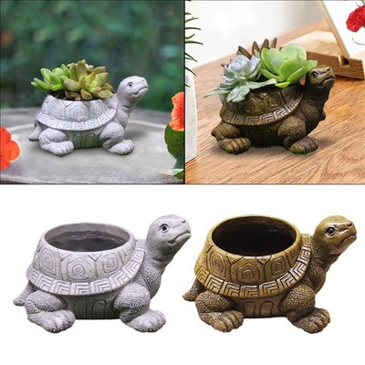 Turtle Planter Tabletop Bonsai Pot Artwork Decorative Tortoise Flower ...