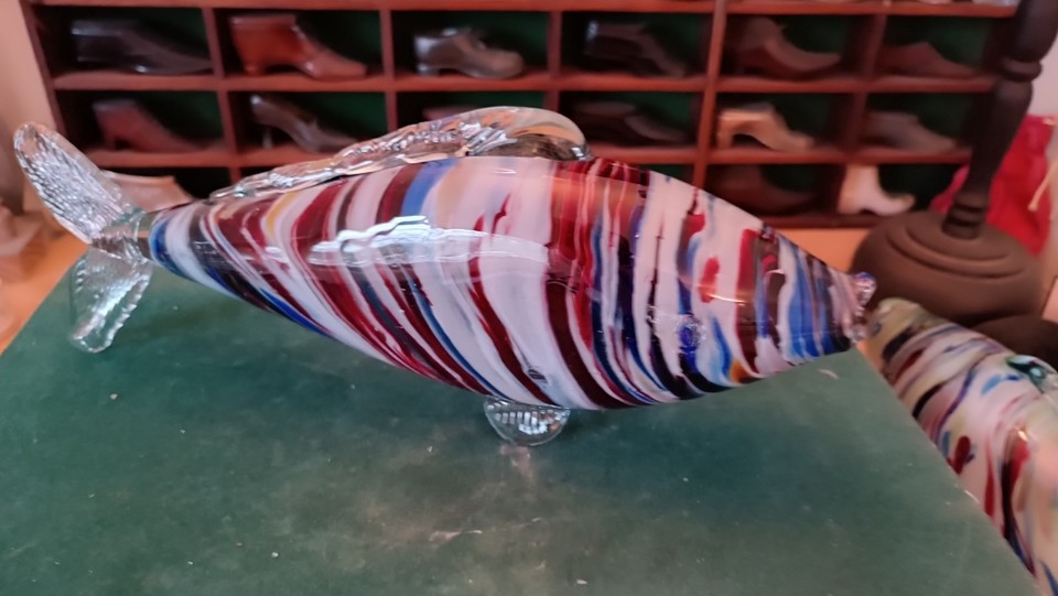 Vintage Pair of Murano Style Multi Coloured Ornamental Fish Art Glass ...