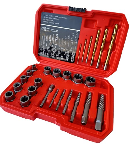 26pc Screws Bolt Extractor Set W/Reverse Drill Bit Kit Lug Nut ...
