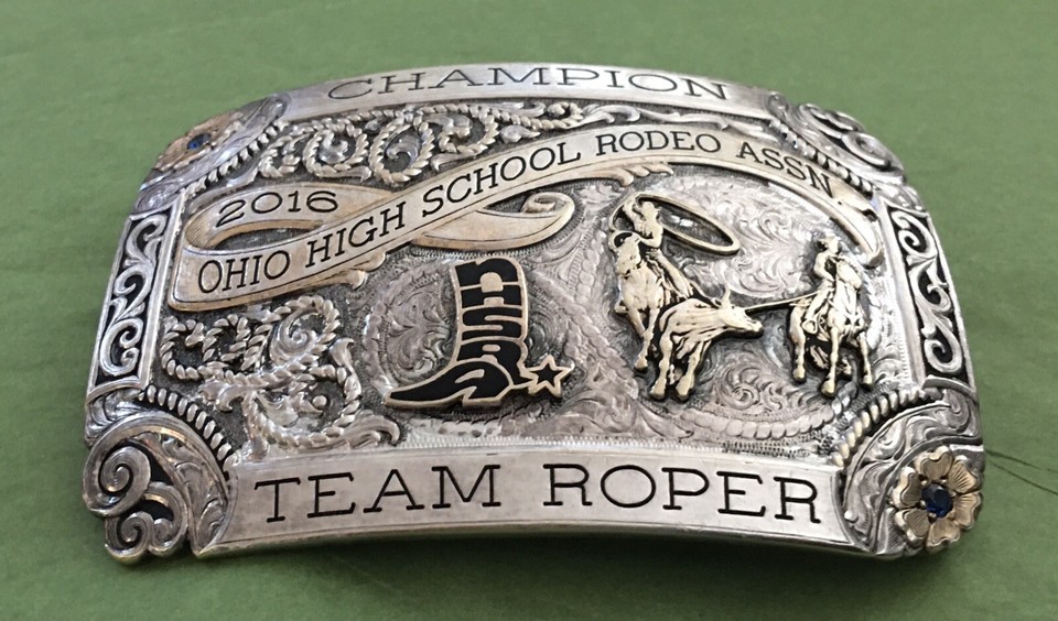 True Vintage 2016 Ohio HS Rodeo Champion Team Roper Gist SS Trophy Belt ...