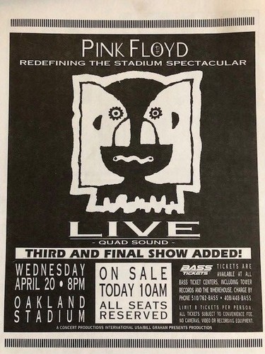 PINK FLOYD Oakland 1994 Concert Handbill / Flyer | eBay