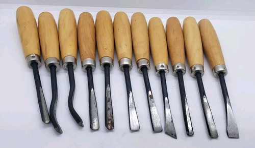 Vintage set 11 carving gouges chisels old tools Wood Working Craftsman ...