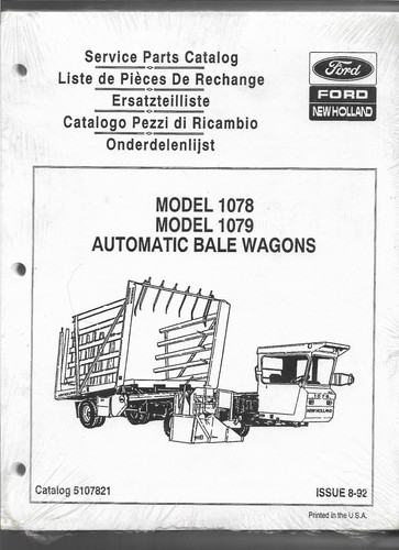 Original 8/92 New Holland 1078 1079 Automatic Bale Wagons Service Parts ...