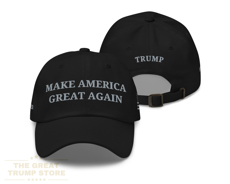 Black MAGA Hat Trump Make America Great Again Low Profile Cap Gray ...