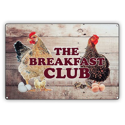 The Breakfast Club Vintage Sign Chicken Eggs Wall Art Décor Aluminum ...