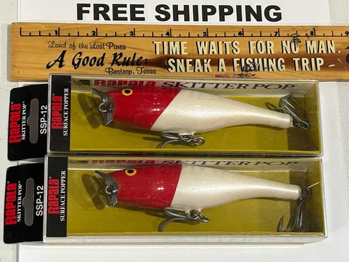 LOT OF 2 Rapala Saltwater Skitter Pop #12 Topwater Popper Red Head SSP ...