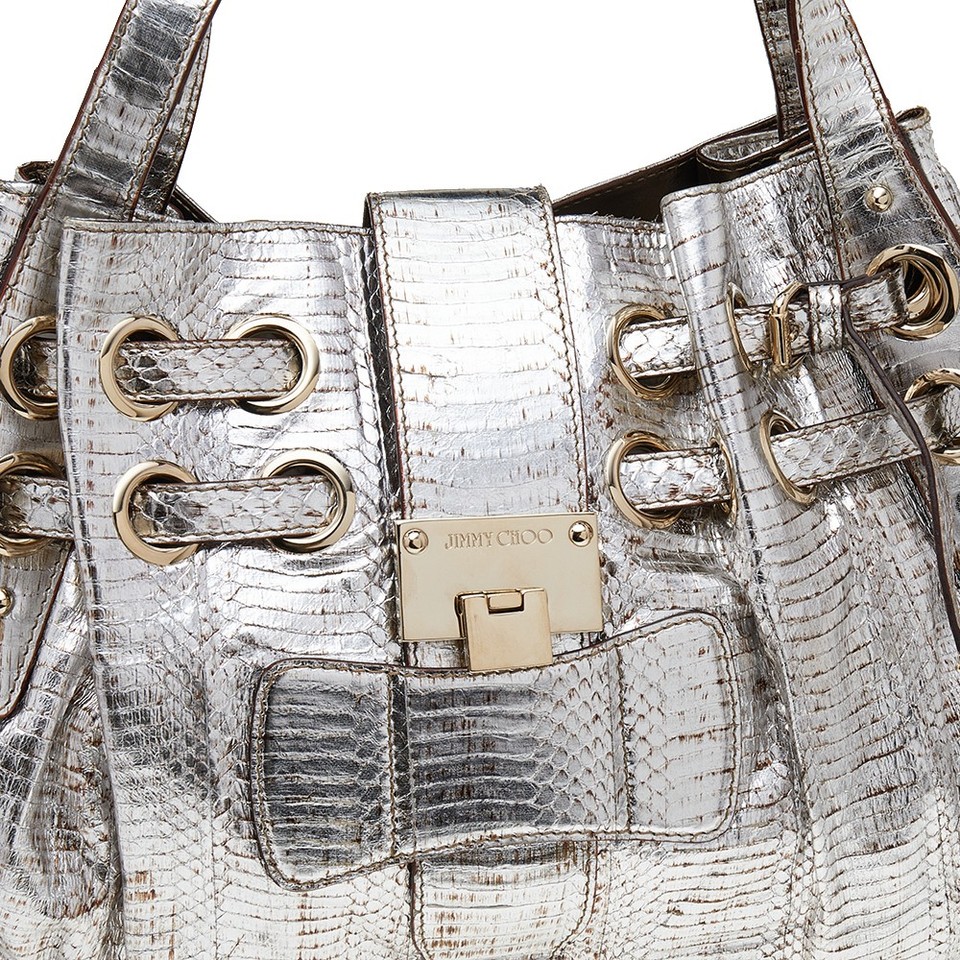 Jimmy Choo Metallic Silver Watersnake Riki Tote | eBay