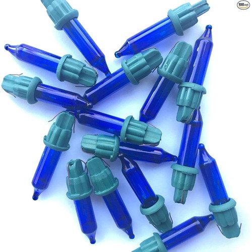 Replacement Christmas Mini Lights - 100 Blue Light Bulbs - Green Base ...