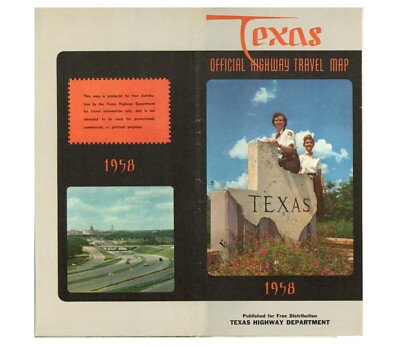 Vintage 1958 Texas Official Road Map – State Highway Dept. – Marked ...