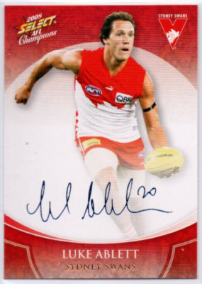 2008 AFL SELECT CHAMPIONS BLUE FOIL SIGNATURE - FS79 Luke ABLETT ...