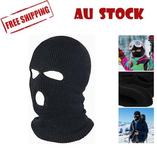 3 Holes Black Balaclava Windproof Mask SAS Style Neck Warmer Ski Hat ...