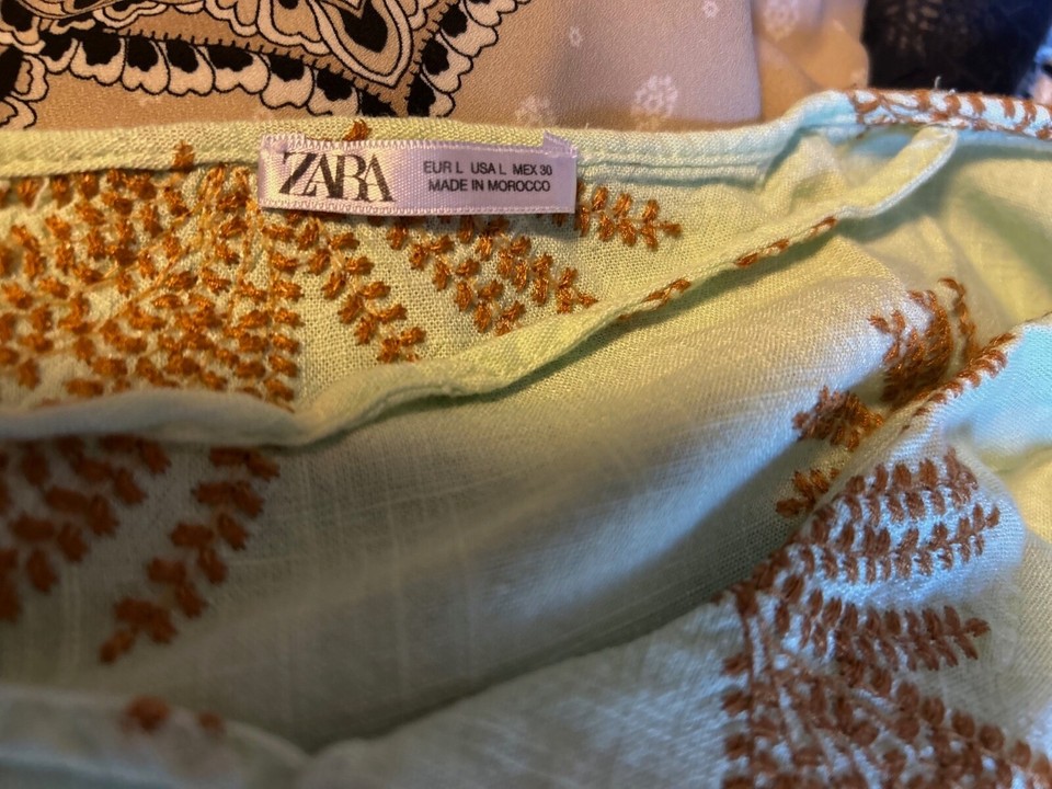 Zara Cropped Green Linen Camisole Tank - Size L | eBay