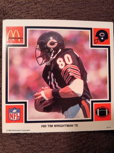 1985 McDonald's Chicago Bears #80 Tim Wrightman Card | eBay