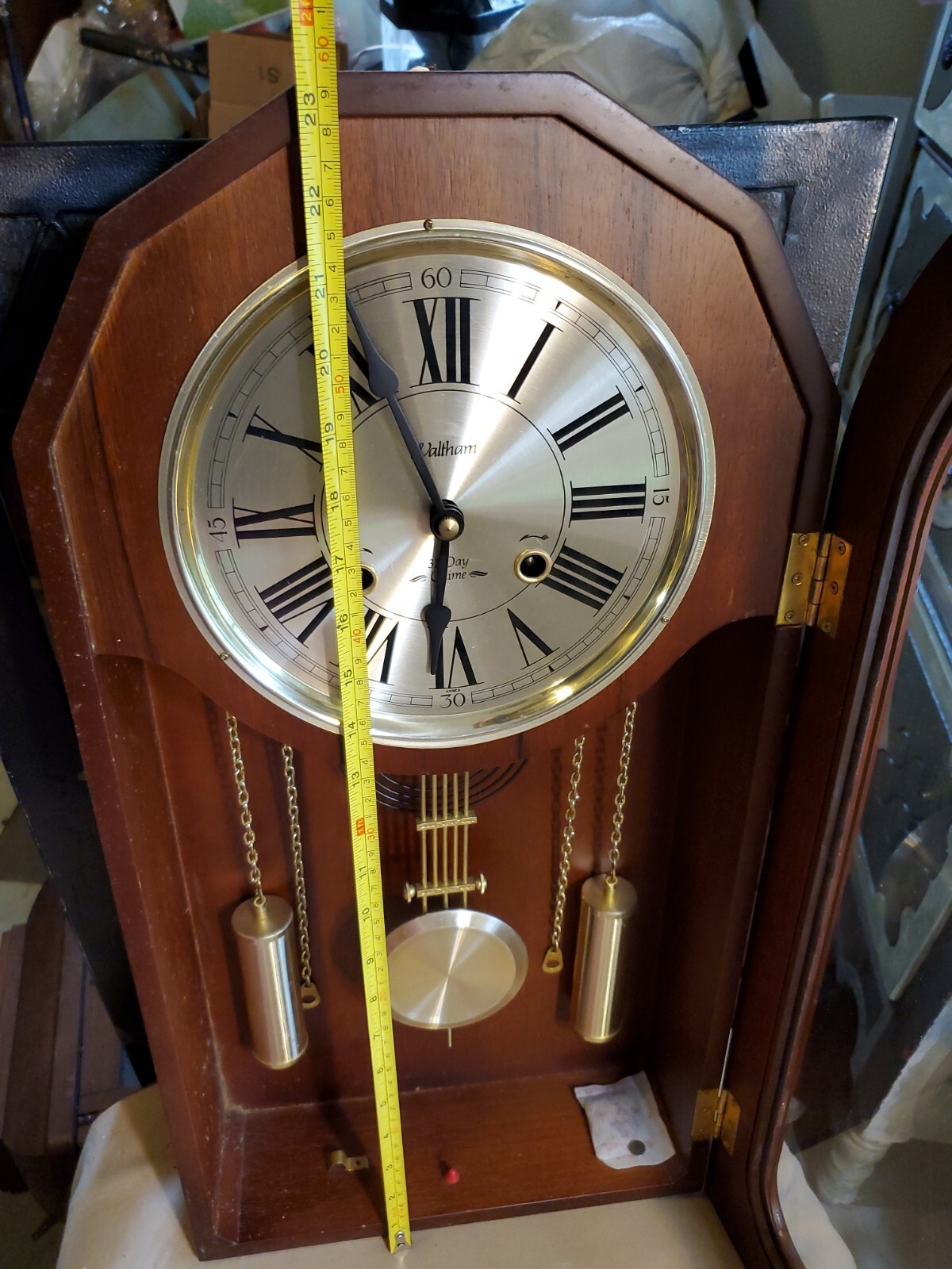 Waltham 31 Day Chime Large Wall Clock Vintage Casket Style | eBay