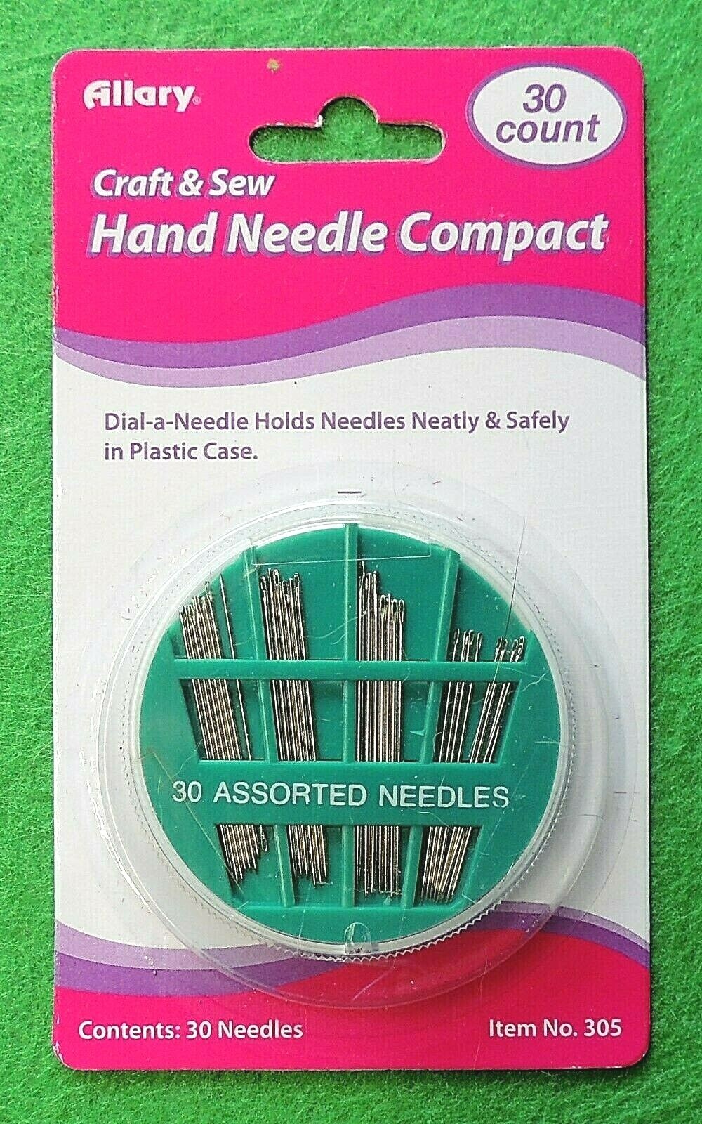 30pc Assorted Hand Sewing Needles & Plastic Compact Case Allary #305 ...