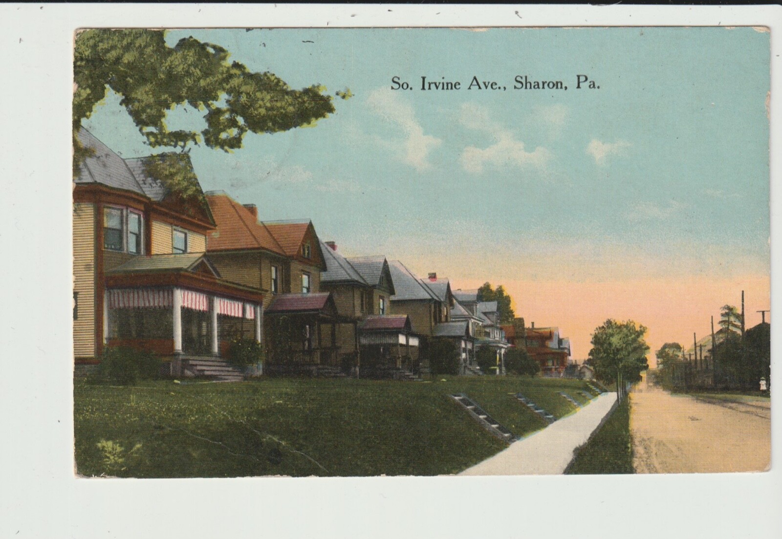 POSTCARD STREET SCENE SOUTH IRVINE AVENUE SHARON PENNSYLVANIA - 1916 | eBay