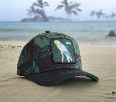 Goorin Bros Trucker Hat Jumble Fever Word Parrot Green Jungle Floral ...