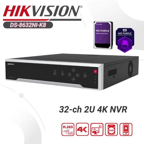 Hikvision 4K 32-ch NVR DS-8632NI-K8 32-Channel 4K PoE Network Video Recorder NVR | eBay