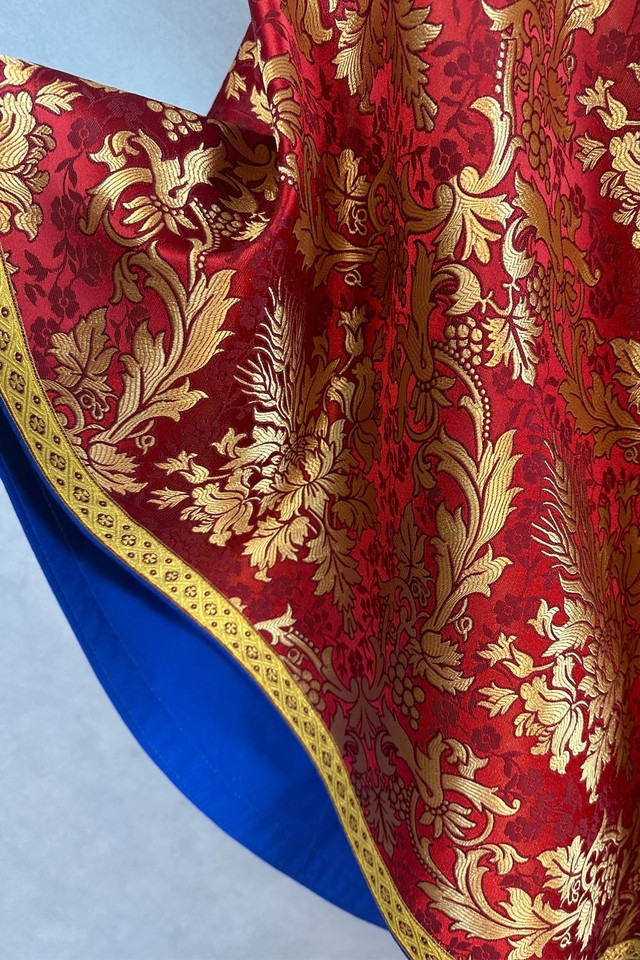 CHASUBLE golden-red brocade Semi-Gothic, burse maniple chalice veil ...