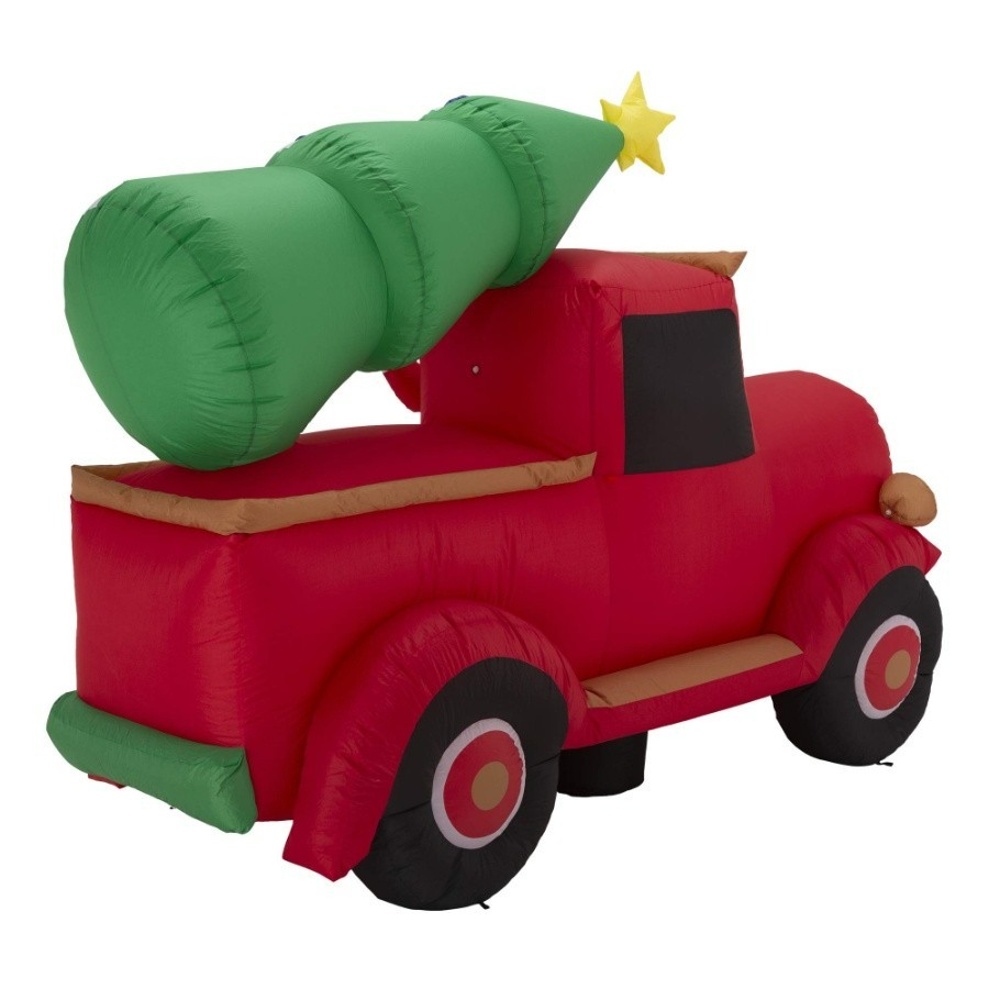7Ft Christmas Inflatable Santa Claus Driving a Fire Truck with Tree ...