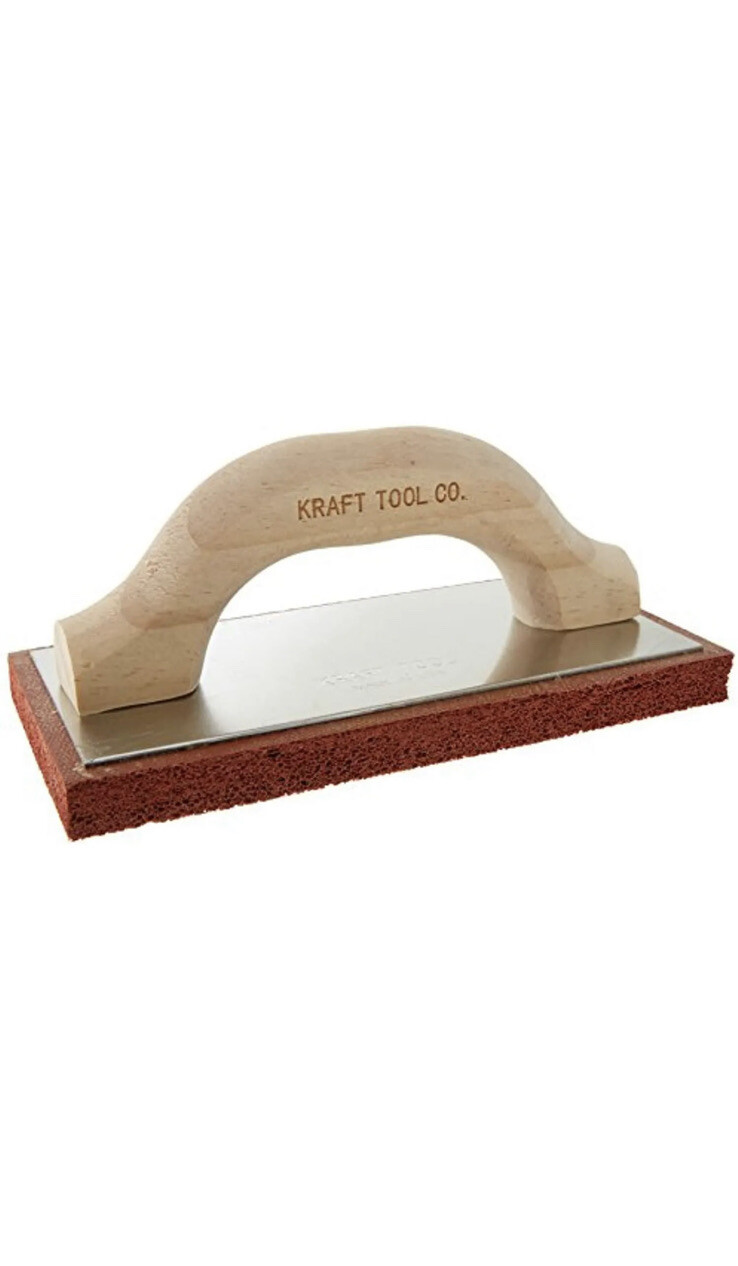 Kraft Tool PL371 Fine Cell Red Rubber Plaster Float,Wood Handle, 8 x 4 ...