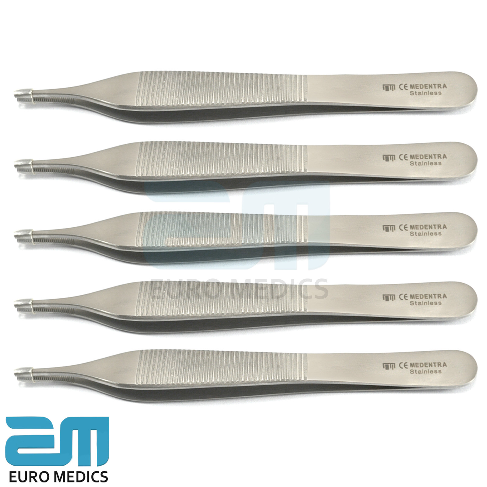 Set Of 5 Adson Tweezer 12cm Toothed Tissue Pliers Dressing Forceps ...