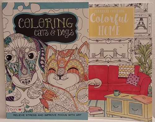 NEW Bendon Advanced Adult Coloring Book - Cats & Dogs and Colorful Home ...