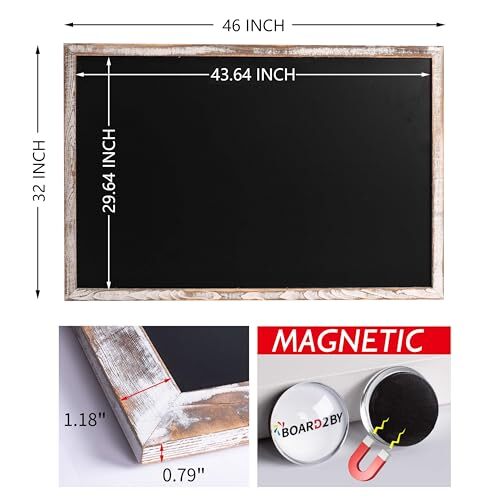 Magnetic Chalkboard Black Board 46 x 32, Extra Large Chalk Board ...