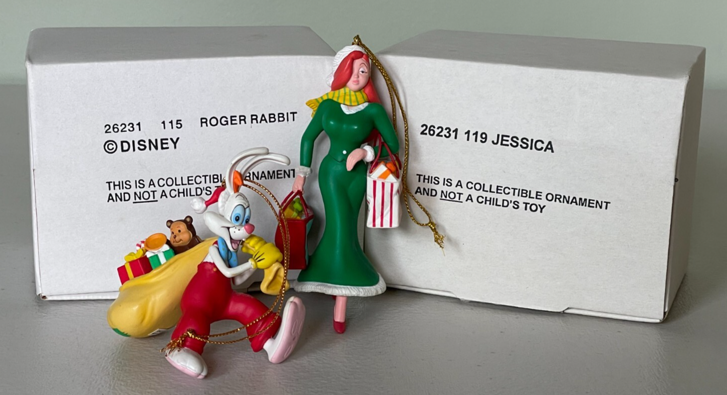** VINTAGE ** Grolier Roger Rabbit & Jessica Rabbit Christmas Ornaments ...