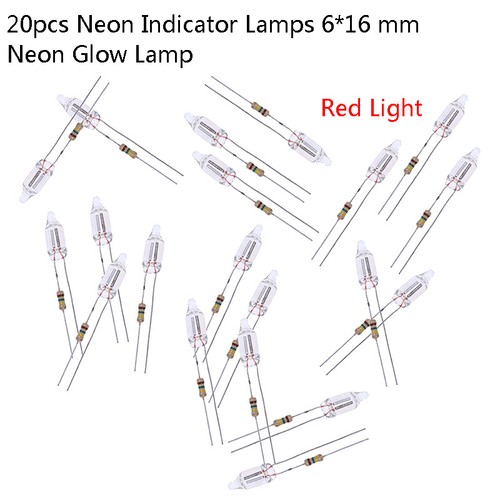 20pcs Neon Indicator Lamps With Resistance Connected To 220V 6*16 mm ...