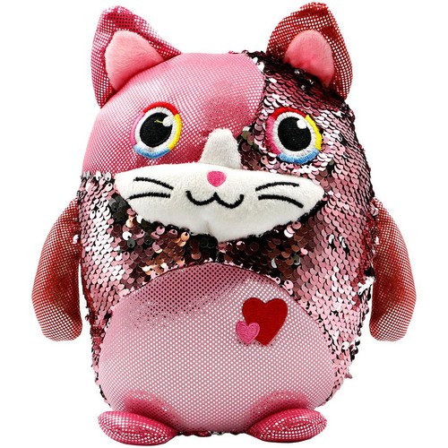 Large Stuffed Animal Toy Reversible Sequins Cat Doll - 10 inch | eBay